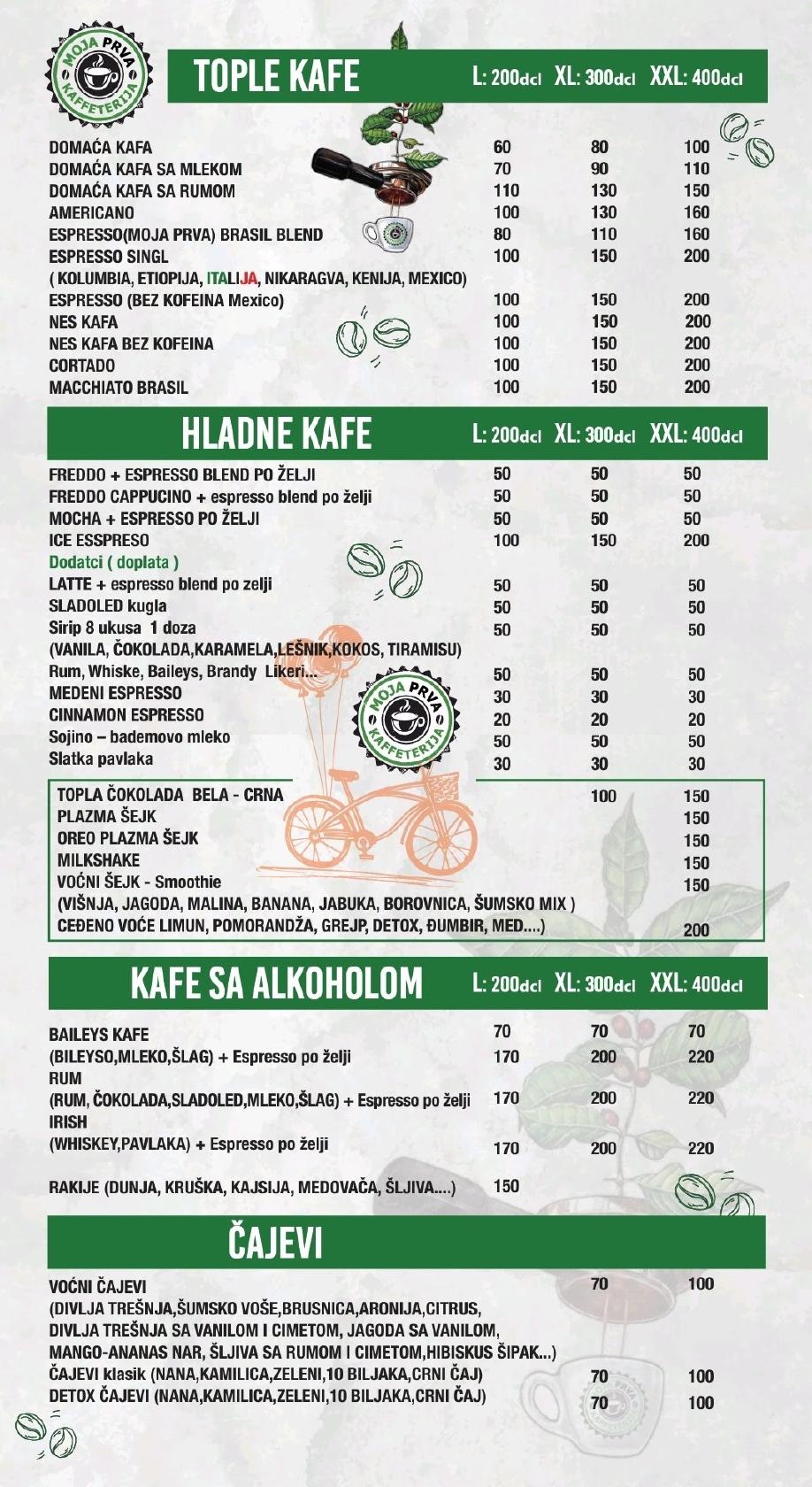 Carta del restaurante KAFETERIJA MOjA PRVA, Belgrado