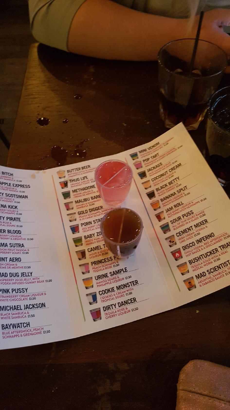 Menu at Tingle Bar - Mitchell Street, Glasgow