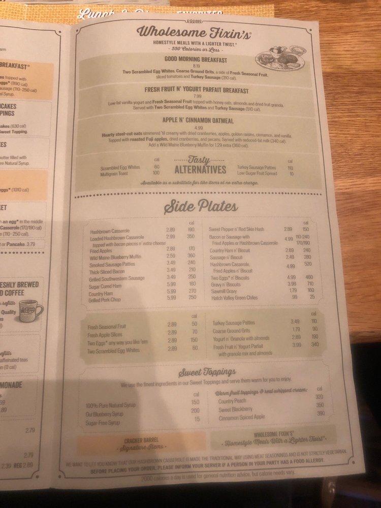 Menu at Cracker Barrel Old Country Store, Buckeye