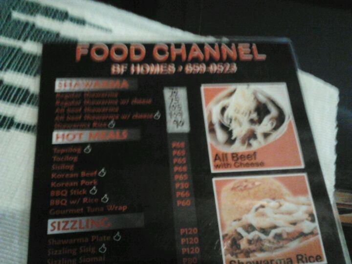 Menu at Food Channel restaurant, Parañaque