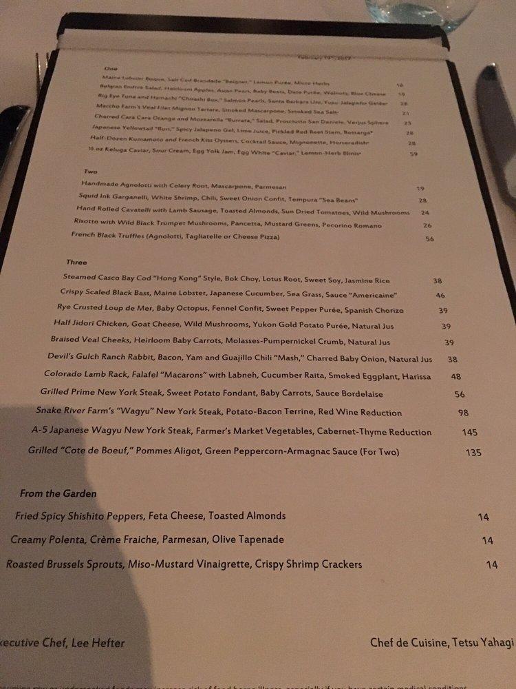 Menu at Spago pub & bar, Beverly Hills, 176 N Canon Dr