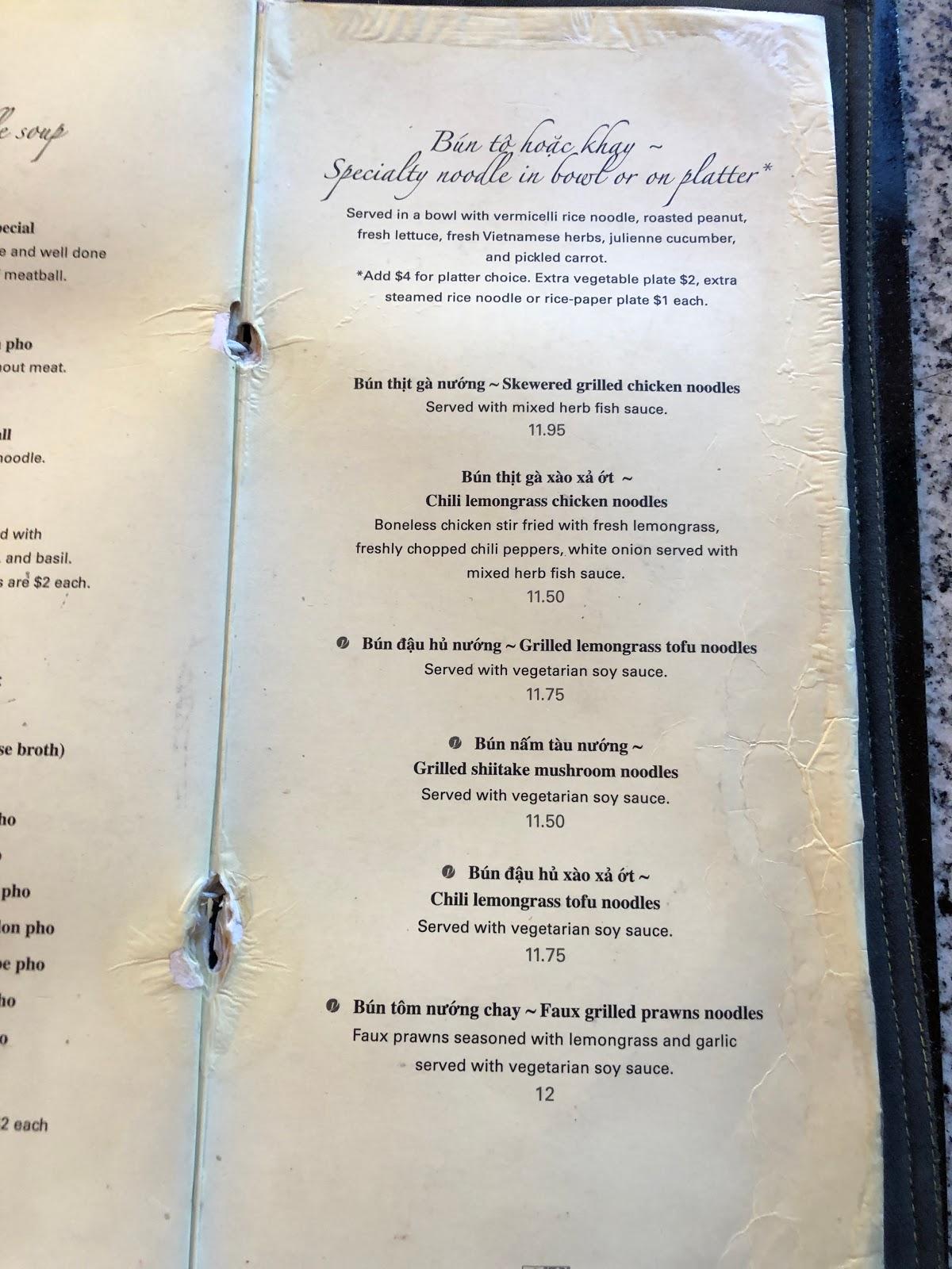 Menu at Tamarind Tree restaurant, Seattle
