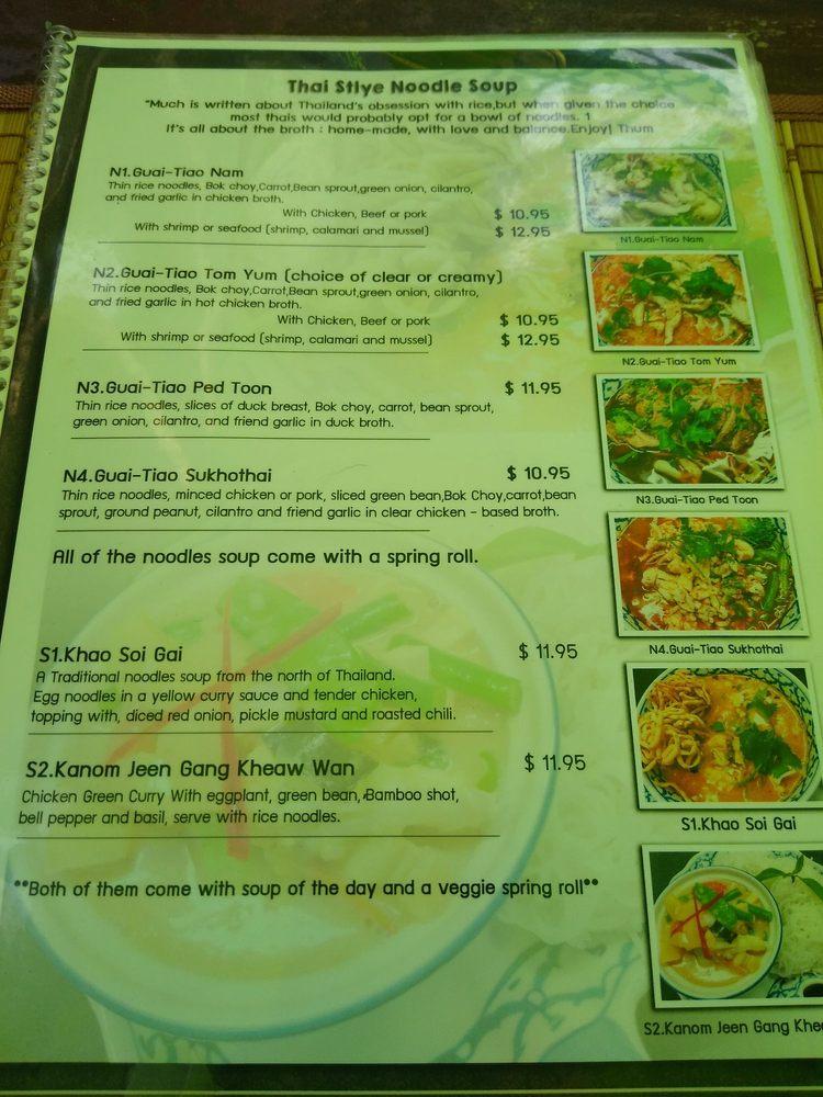 Menu at Thum's Kitchen restaurant, Cornwall
