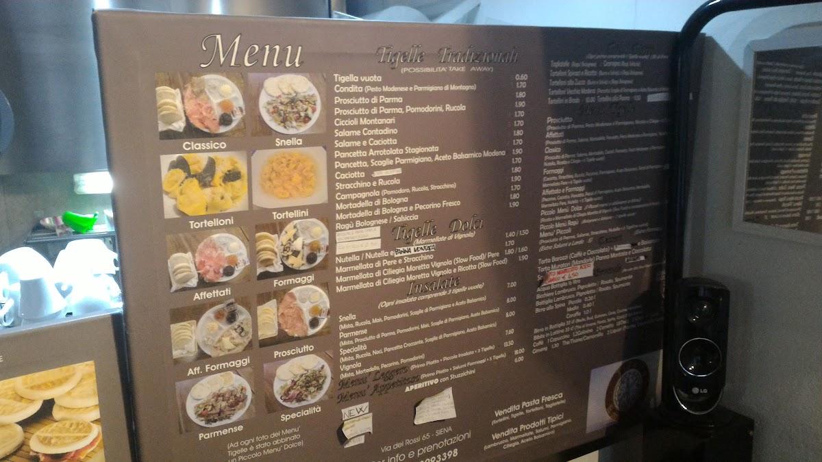 Menu at Tigella EMILIA pub & bar, Siena