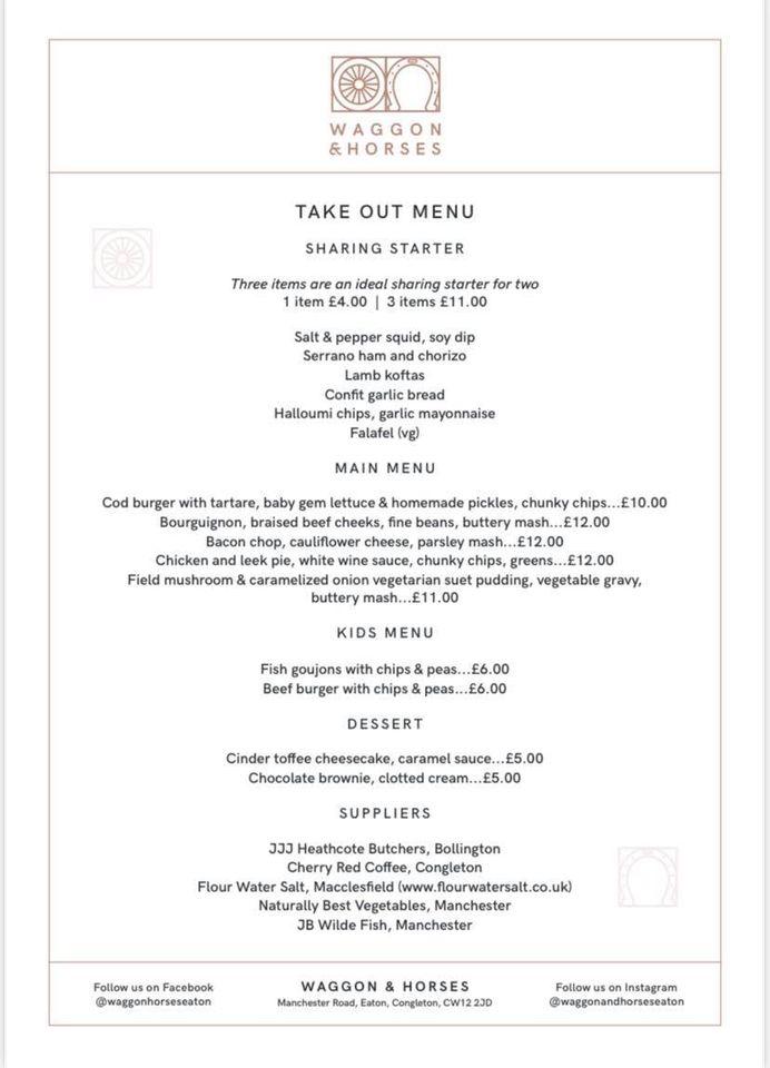 Menu at Waggon & Horses, Eaton pub & bar, Congleton, Manchester Rd