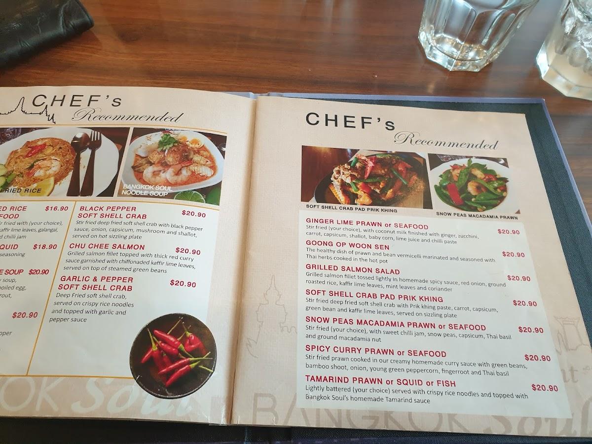 Menu at Bangkok Soul Thai Restaurant, Manly Vale