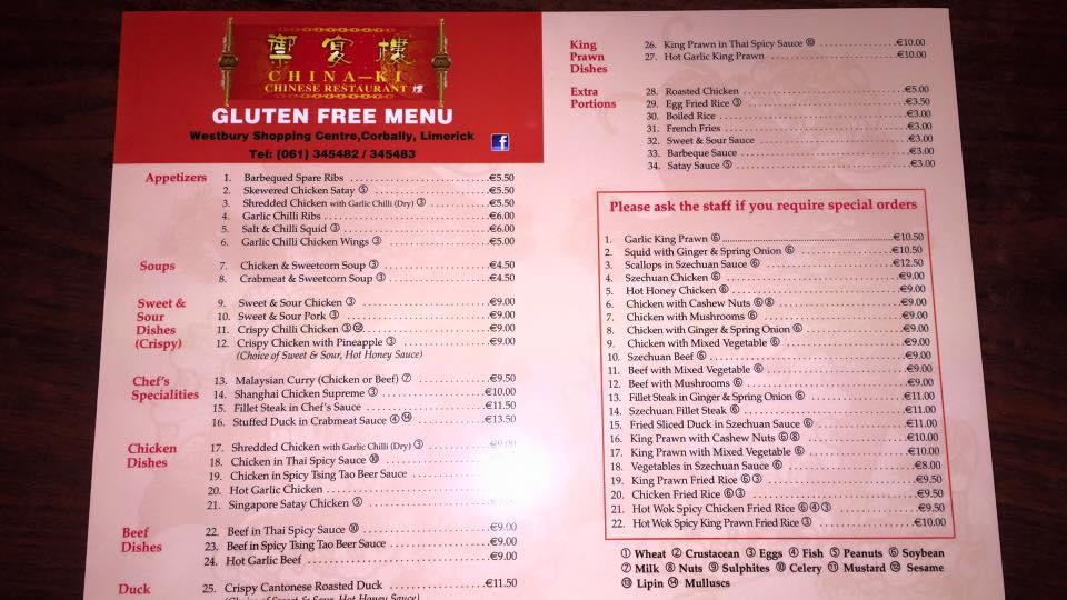 Menu at China Ki restaurant, Limerick, Unit 2