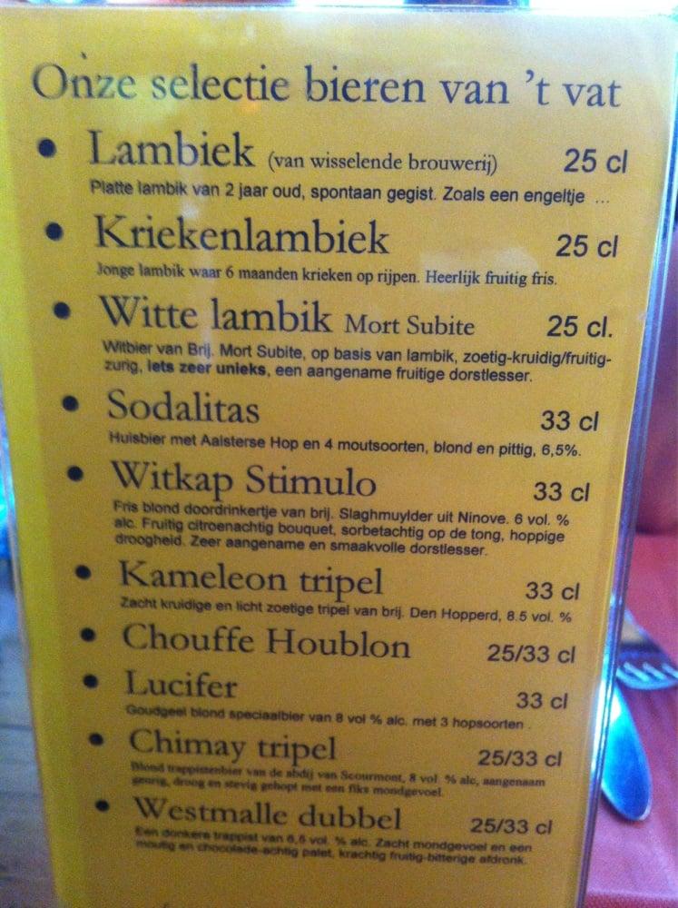 Menu at De Heeren van Liedekercke, Denderleeuw