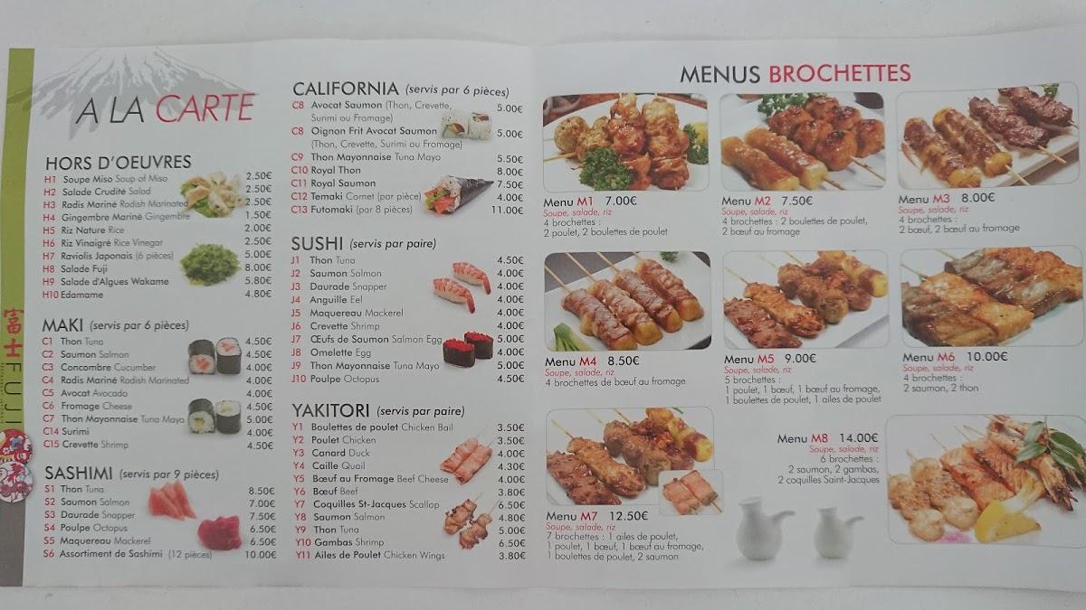 Menu at FUJI restaurant, Melun