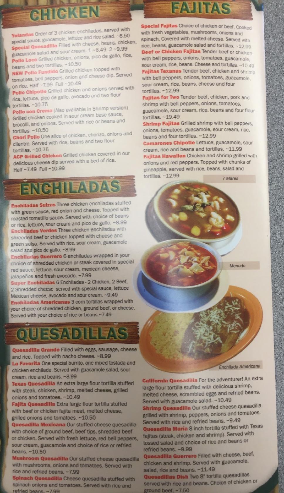 Menu at Guerrero Restaurant, Graham