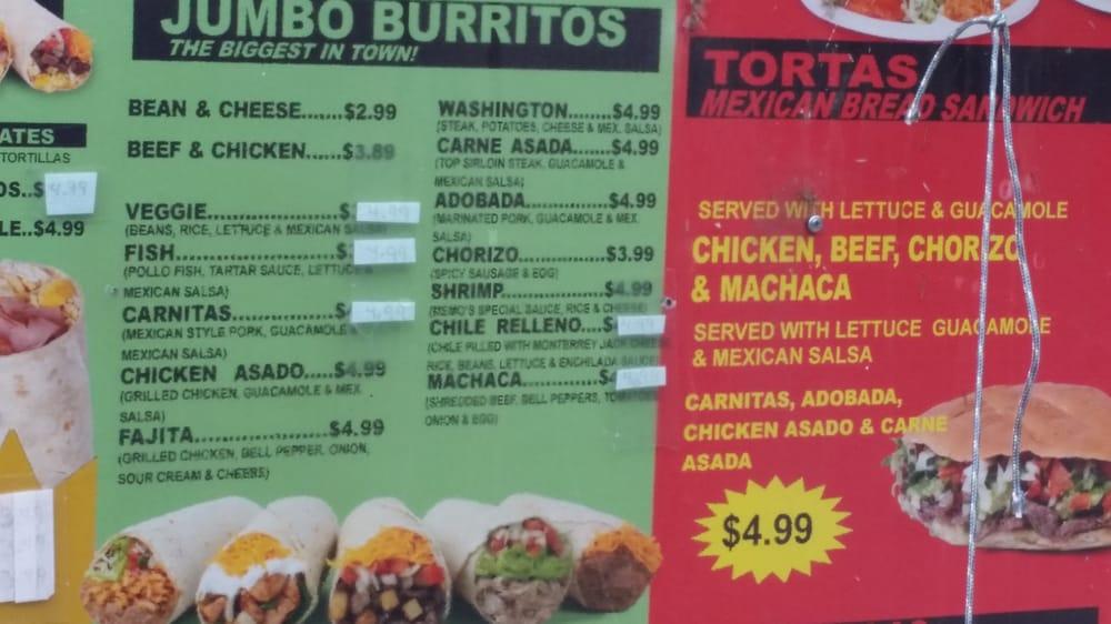 Menu at Memo's Mexican Restaurant, Everett