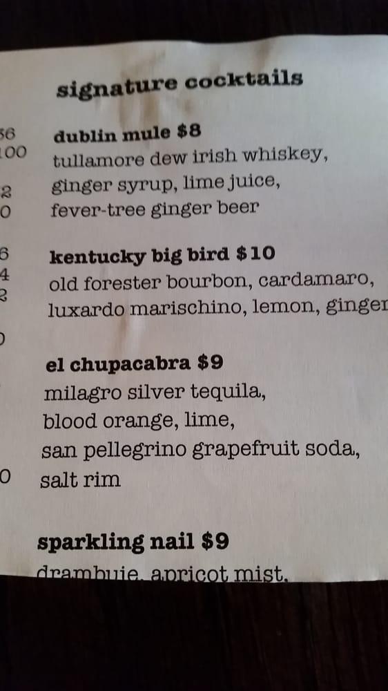 Menu at Artisan's Table restaurant, Orlando