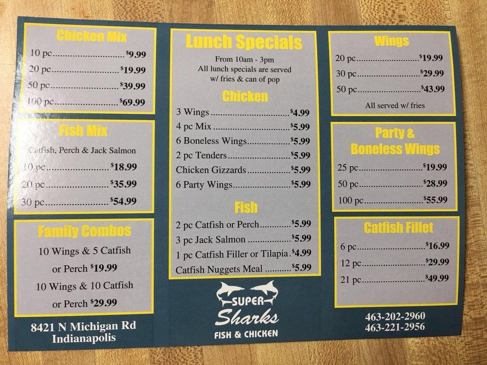 Menu at Big Shark’s Fish,Chicken & Gyro restaurant, Indianapolis