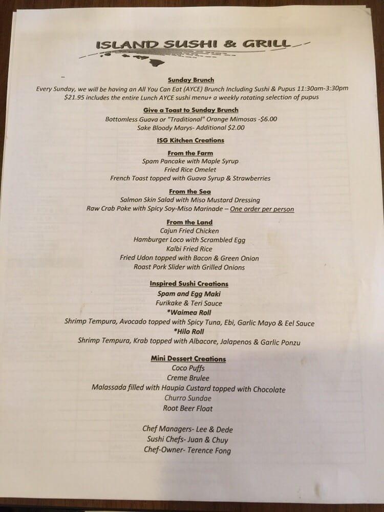 Menu at Island Sushi and Grill restaurant, Las Vegas, S Eastern Ave Ste 103