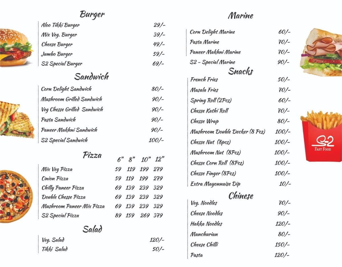 Menu at S2 Fast Food, Dasuya