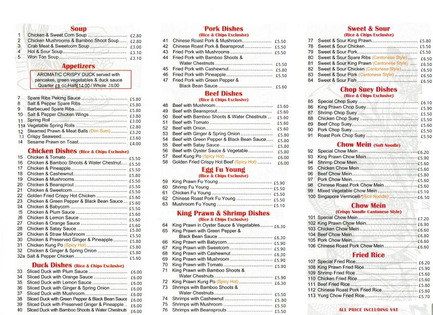 Carta del pub y bar Golden Inn, Harlech