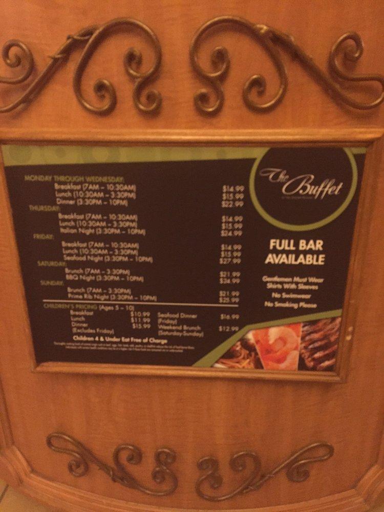 Menu at Golden Nugget Buffet restaurant, Las Vegas