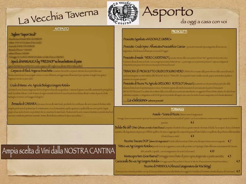 Menu da La Vecchia Taverna ristorante, Velletri