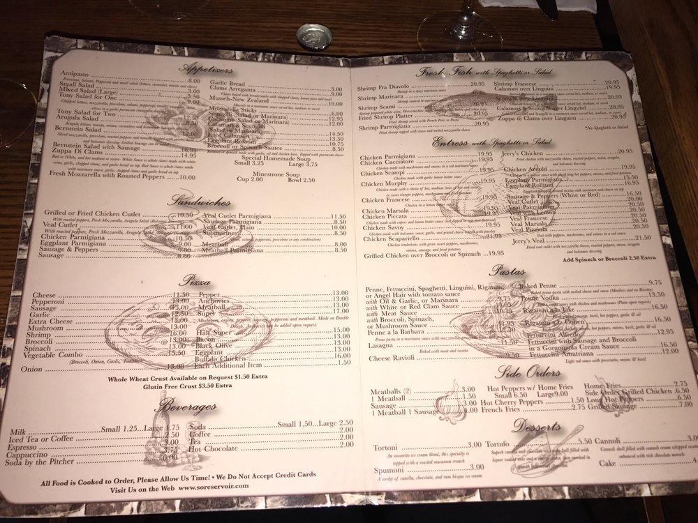 Menu at Reservoir pizzeria, South Orange