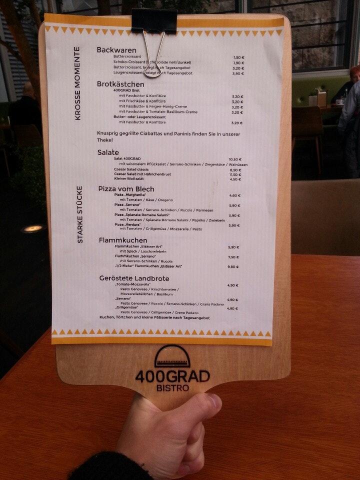 Menu at 400Grad pizzeria, Düsseldorf