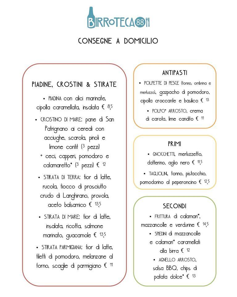 Carta del restaurante Birroteca 88, Cattolica