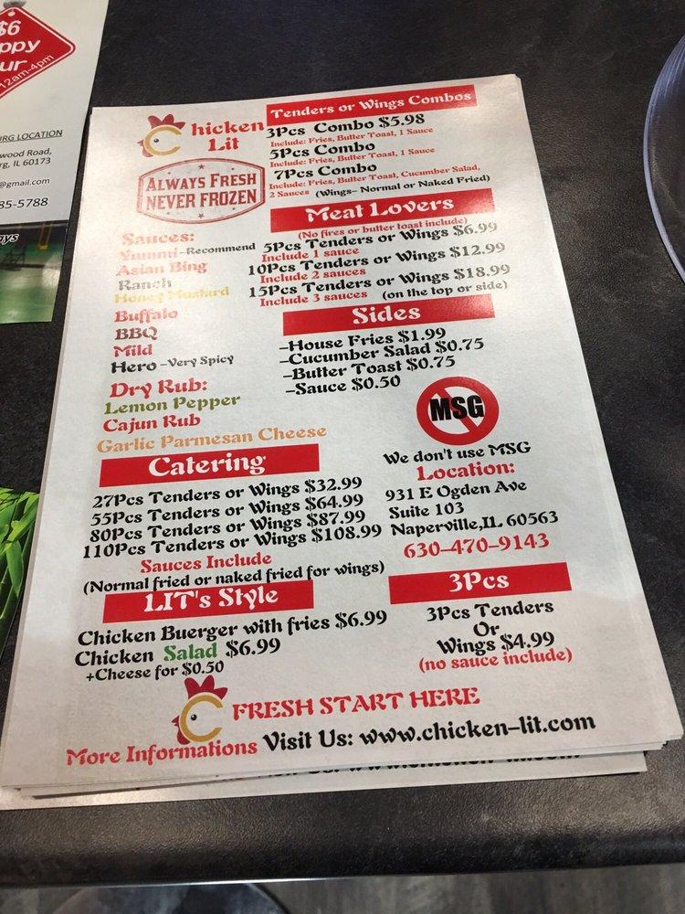 Menu at Chicken Lit Tenders & Wings BBQ, Naperville