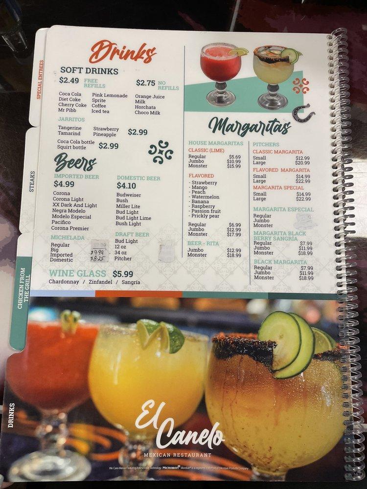 Menu at El Canelo Mexican Restaurant, North Kansas City