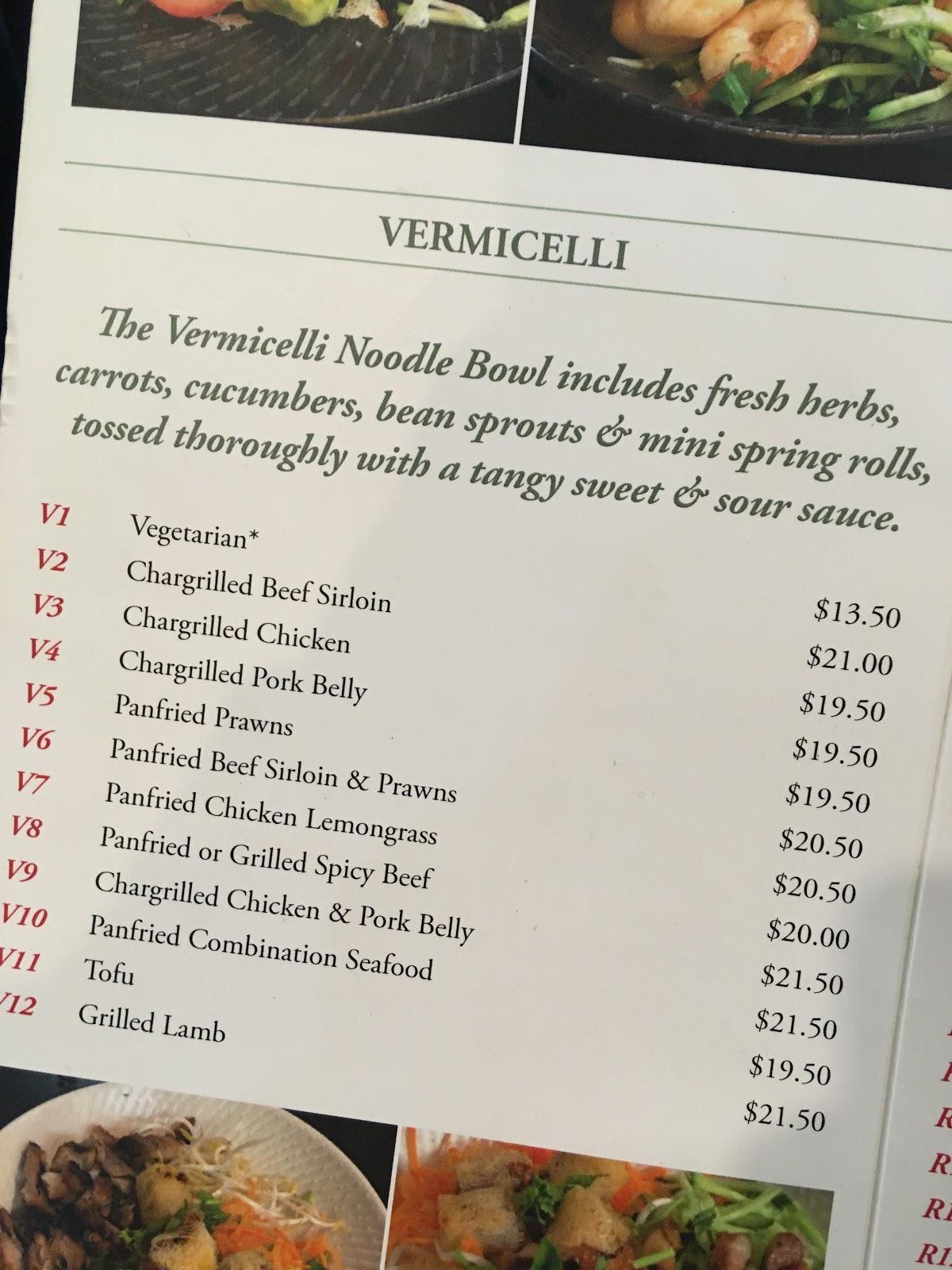 Menu at Mean's Vietnamese Cafe, Whangarei