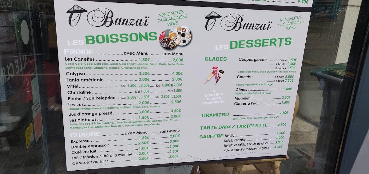 Menu au O’Banzaï restaurant, Gien