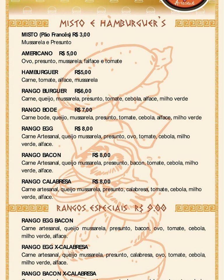 Menu em Rango Burgue restaurante, Brasil