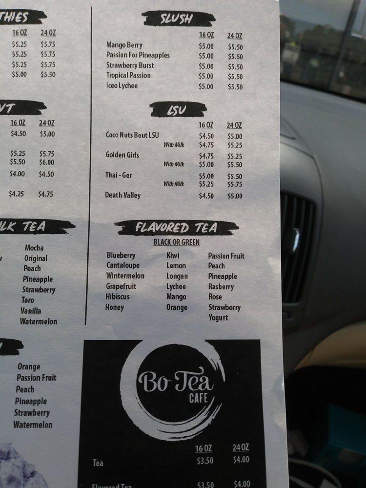 Menu at Bo-Tea Café restaurant, Slidell
