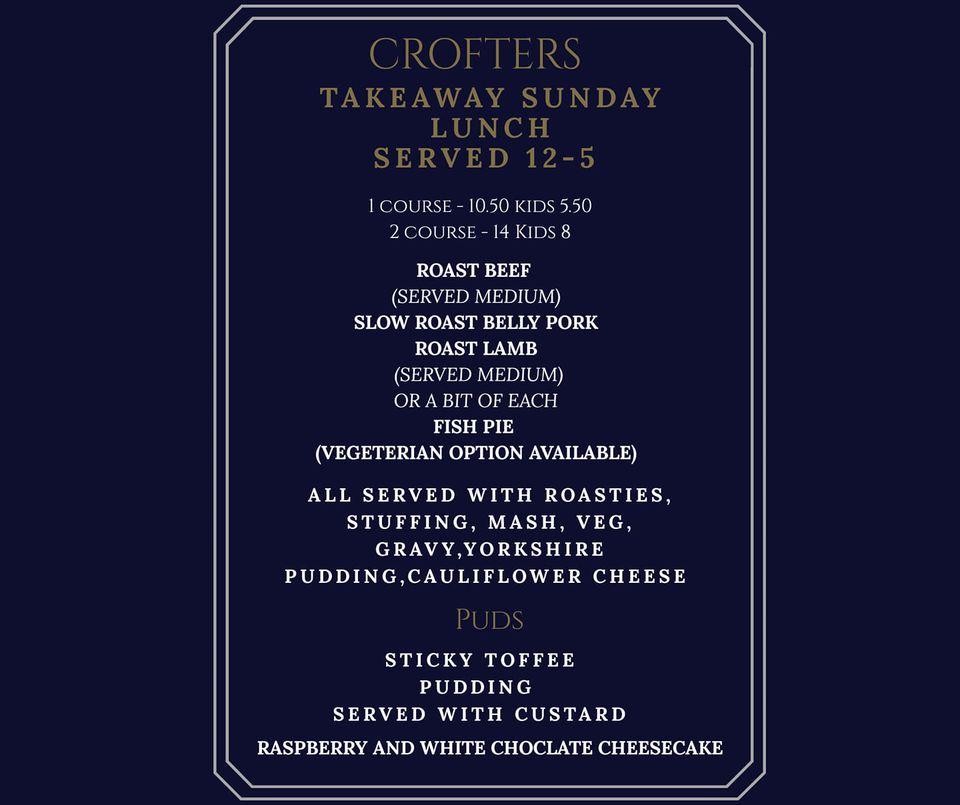 Menu at Crofters Restaurant, Hull