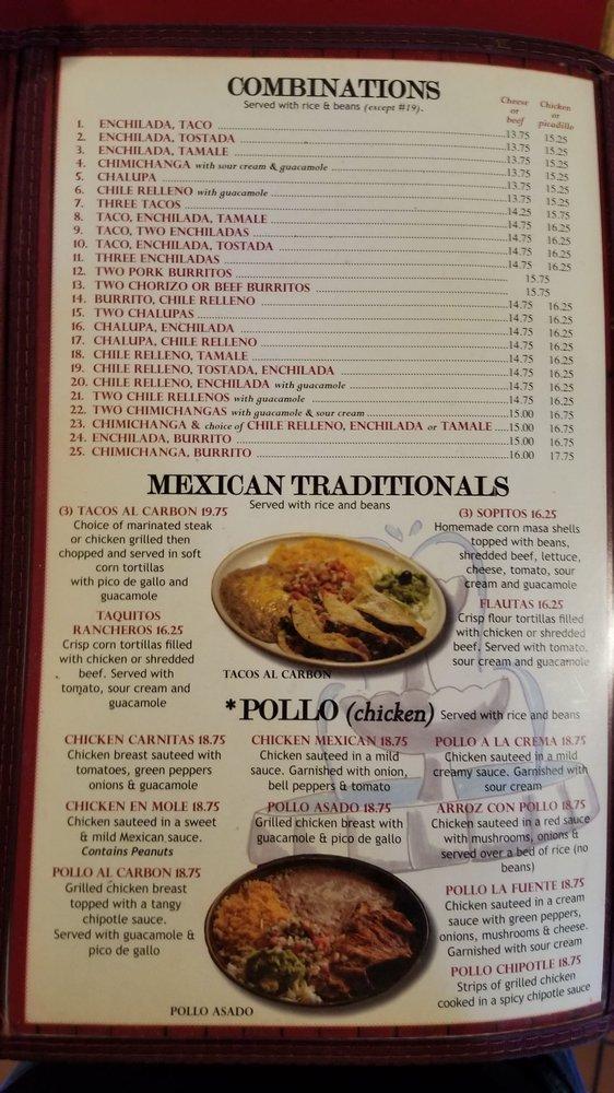 Menu at La Fuente restaurant, Renton, SE Petrovitsky Rd