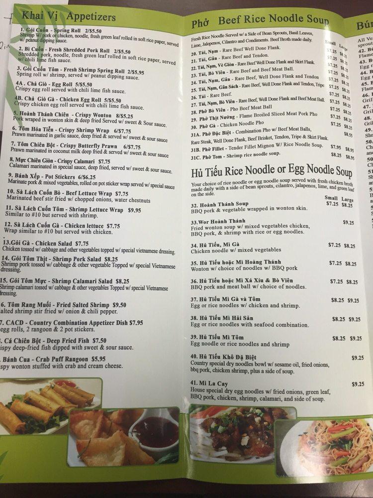 Menu at Pho Country restaurant, Carson City