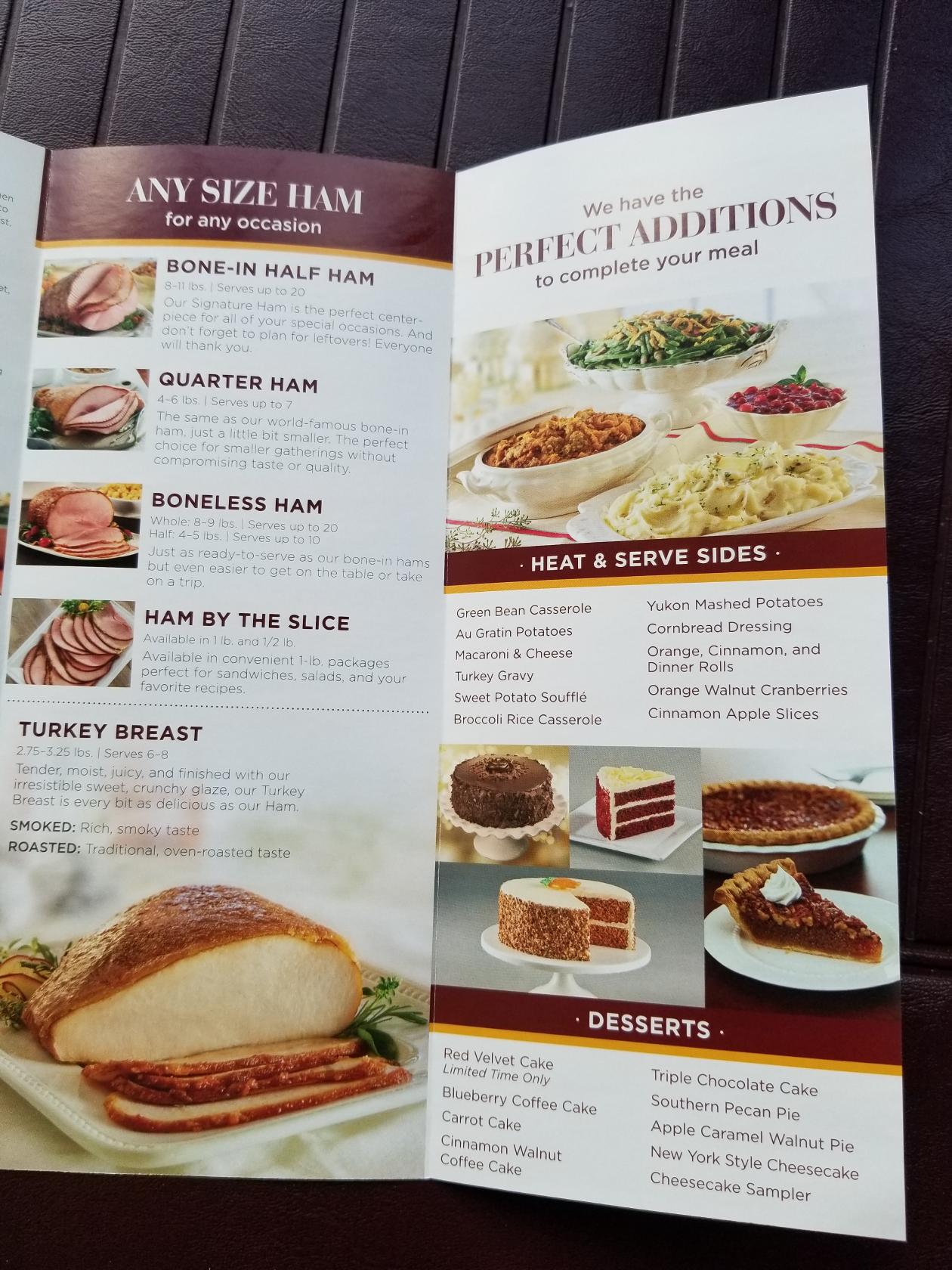 Menu at The Honey Baked Ham Company restaurant, North Palm Beach