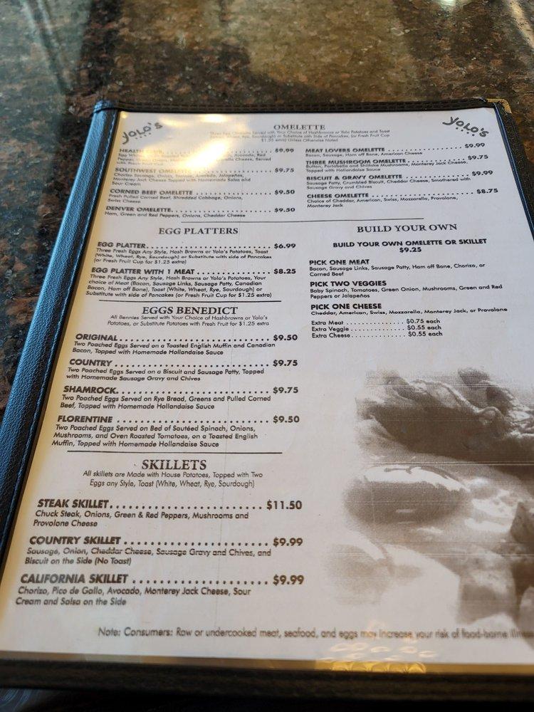 Menu at Yolo's Restaurant, Genoa City