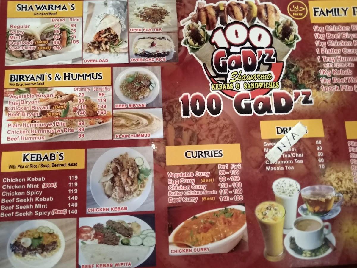 Menu at 100 gadz shawarma kebabs restaurant, Santa Maria