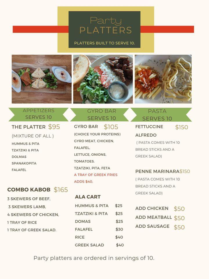 Menu at Bella Balducci's Mediterranean Cuisine restaurant, Monroe