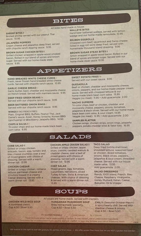 Menu at Bites Pub & Grub, Pine River