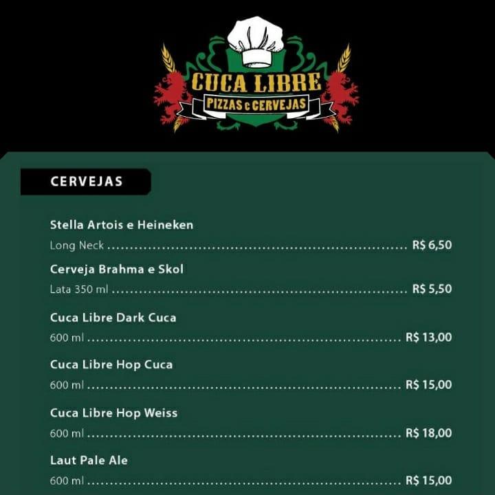 Menu em Cuca Libre restaurante, Nova Era