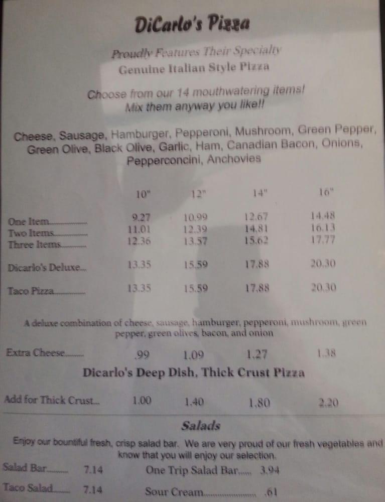 Menu at Di Carlo's Pizza & Pasta pizzeria, Red Bud