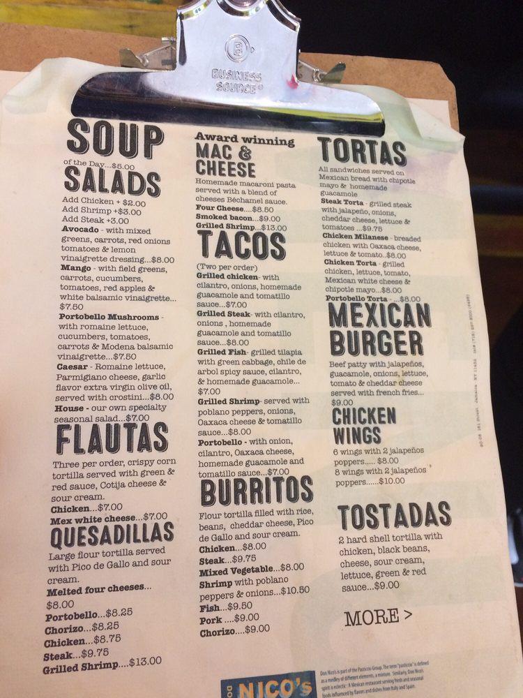Menu at Don Nico at Atlas Park restaurant, New York City, Cooper Ave