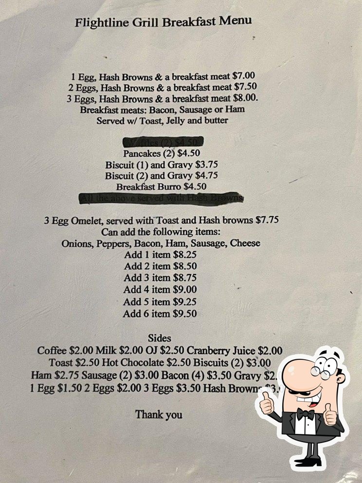 Flightline Grill, 24641 E Pinal Airpark Rd in Marana - Restaurant menu ...