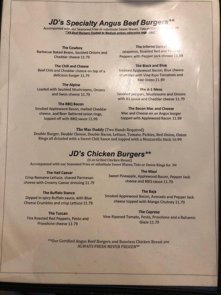 Menu at JD's Burger Co & Sushi restaurant, Sandwich