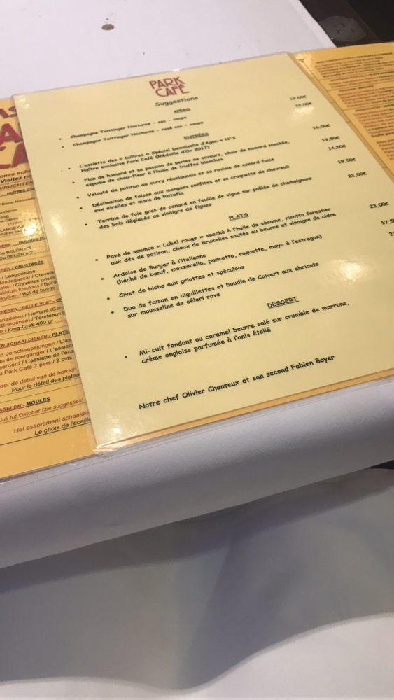Menu au Park Café, Wemmel
