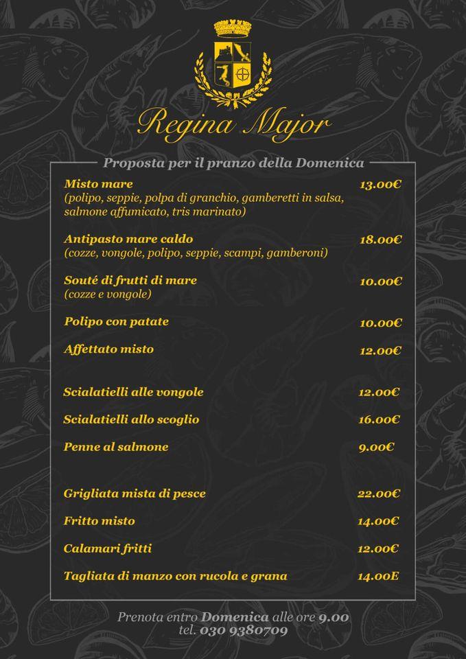 Menu at Ristorante Pizzeria Regina Major, Manerbio