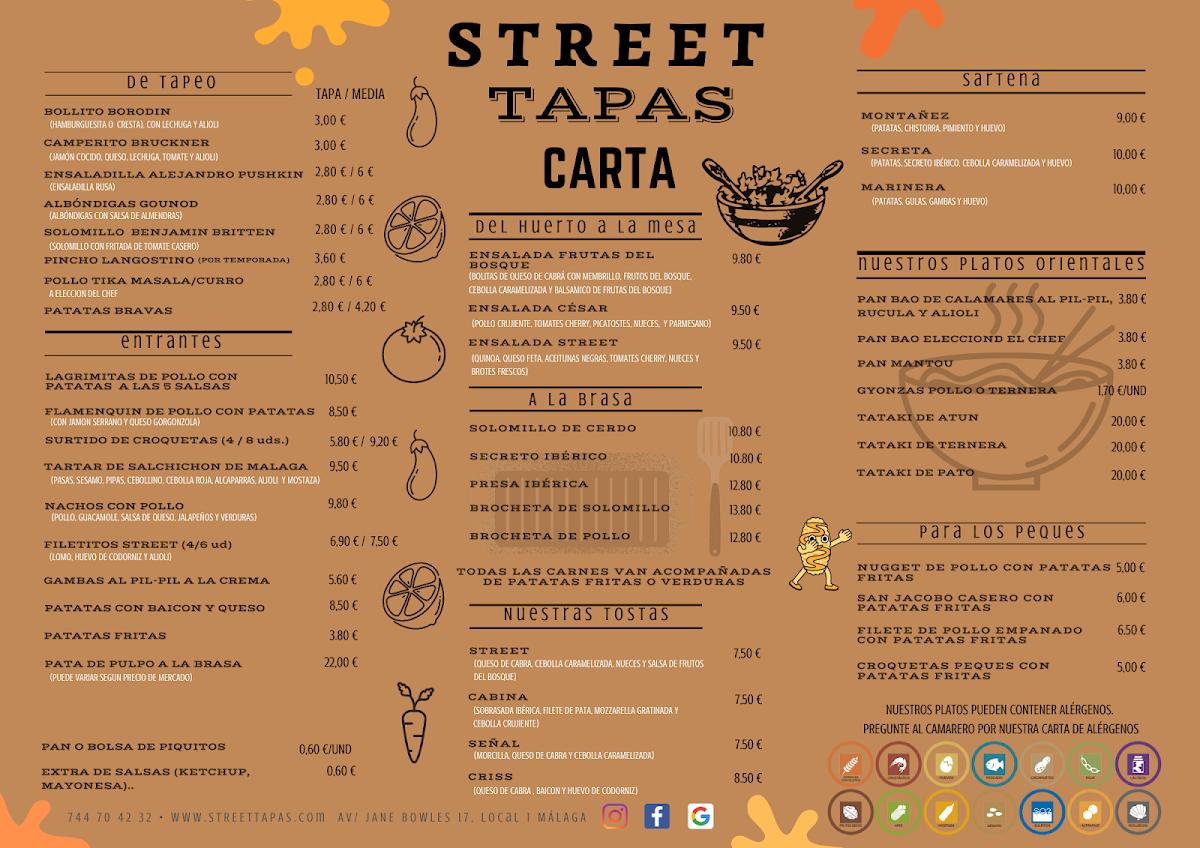 Carta del pub y bar Street Tapas, STREET BEEF by Nacho Garcia, Málaga