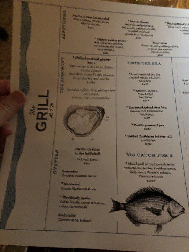 Carta de parrilla The Grill at 1-26- Grand Hyatt Playa del Carmen ...