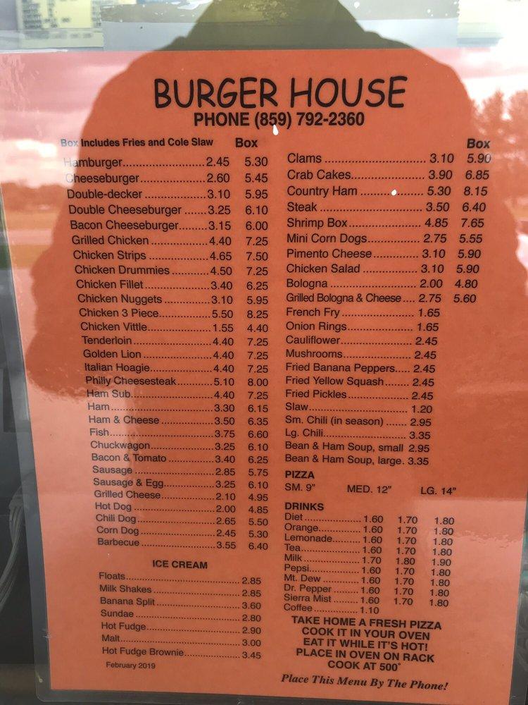Menu at Burger House Restaurant, Lancaster