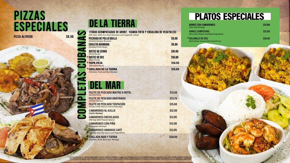 Menu at Habanos Cafe, Las Vegas
